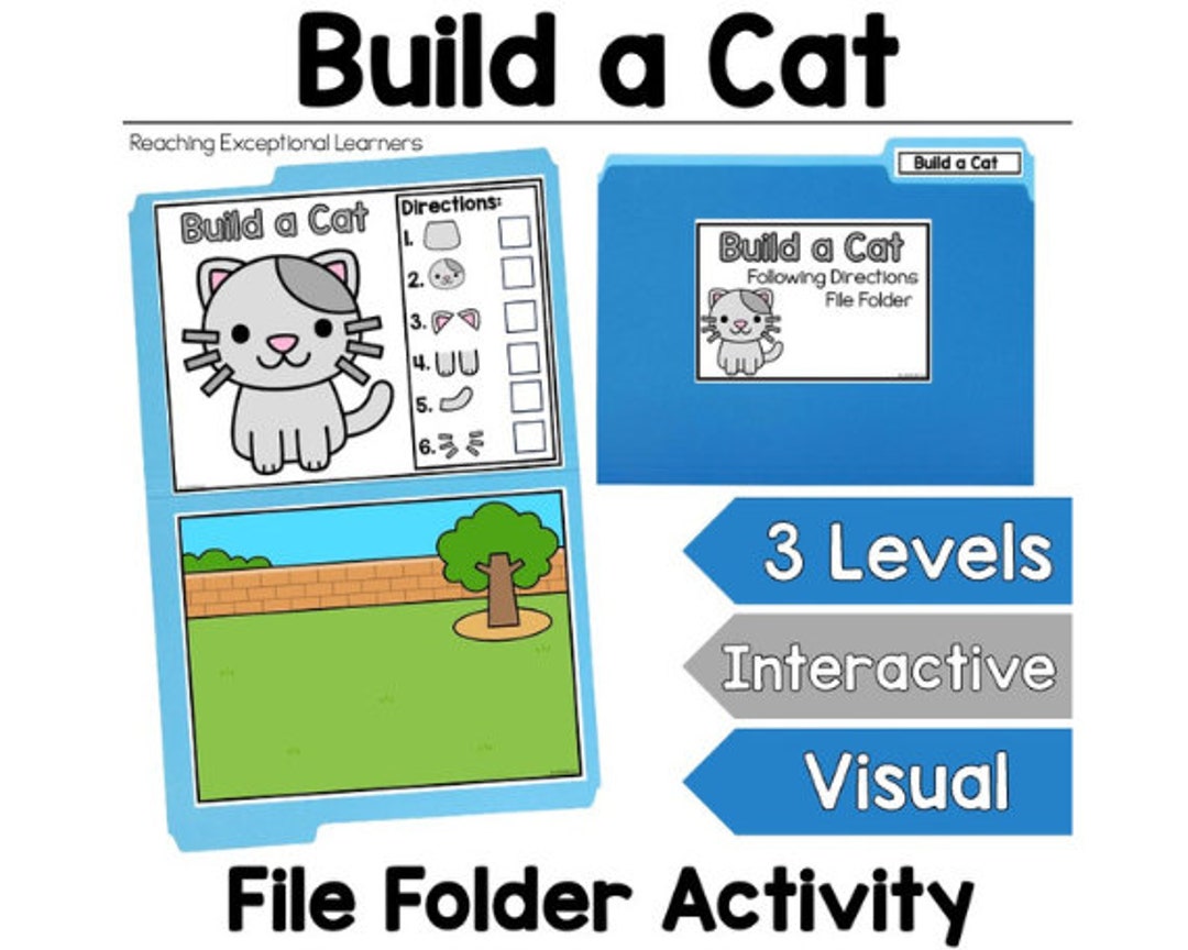 Following Directions File Folder: Build a Cat - Etsy