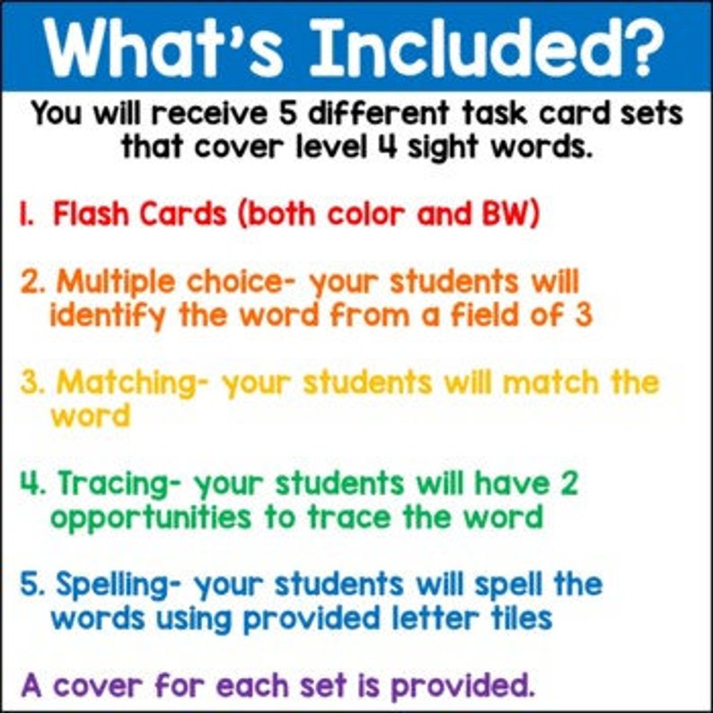 Sight Words Level 4 Task Cards - Etsy