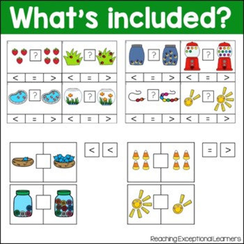 More Than, Less Than, Equal to Task Card Set - Etsy