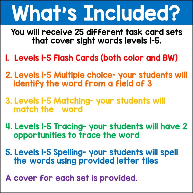 Sight Words Task Cards - Etsy