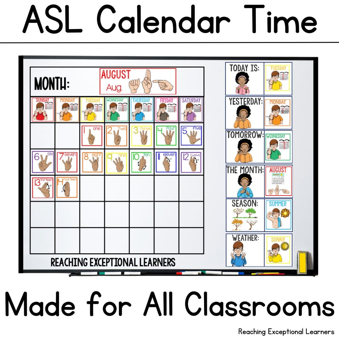 ASL Calendar Time Set Special Education - Etsy