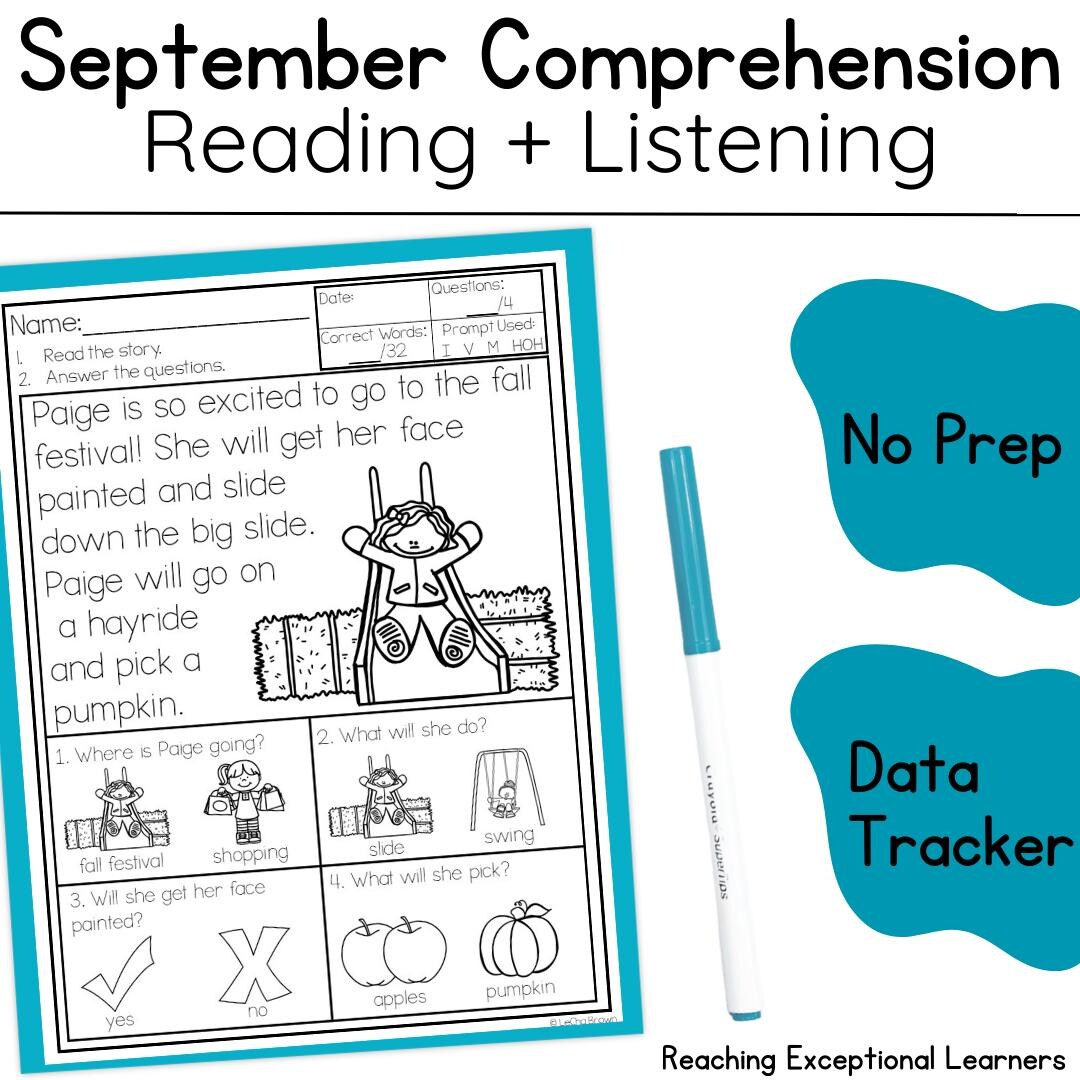 September Reading & Listening Comprehension for Special Education - Etsy