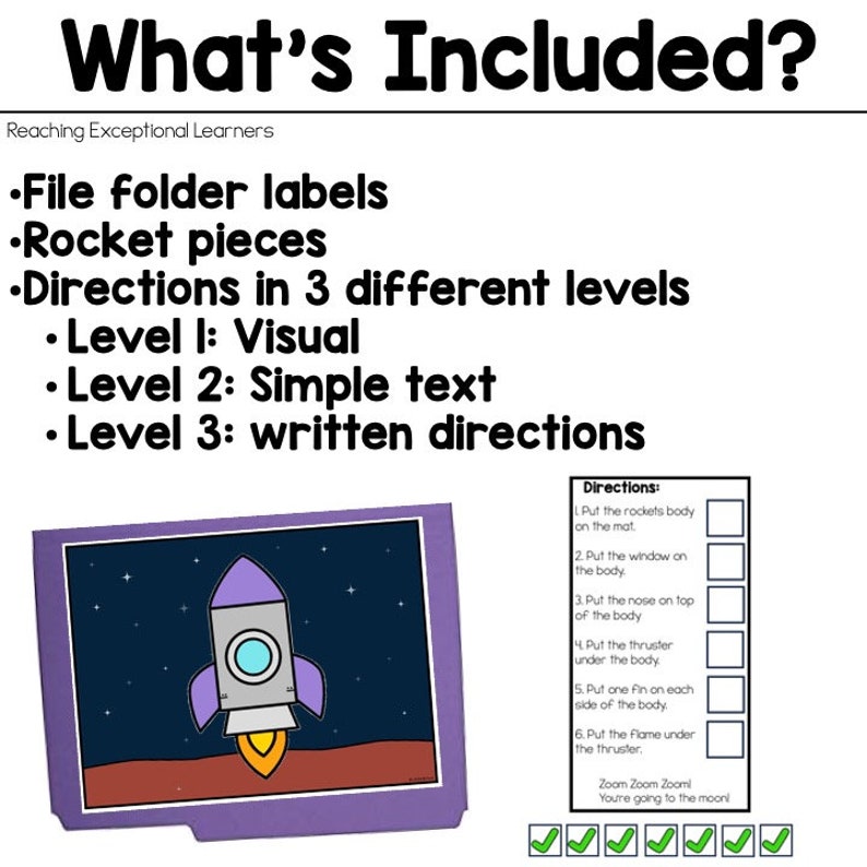Following Directions File Folder: Build a Rocket - Etsy