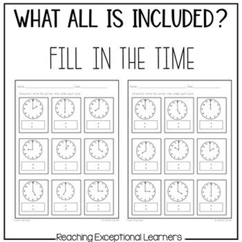Telling Time Workbook Special Education - Etsy