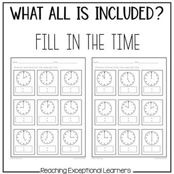 Telling Time Workbook Special Education - Etsy