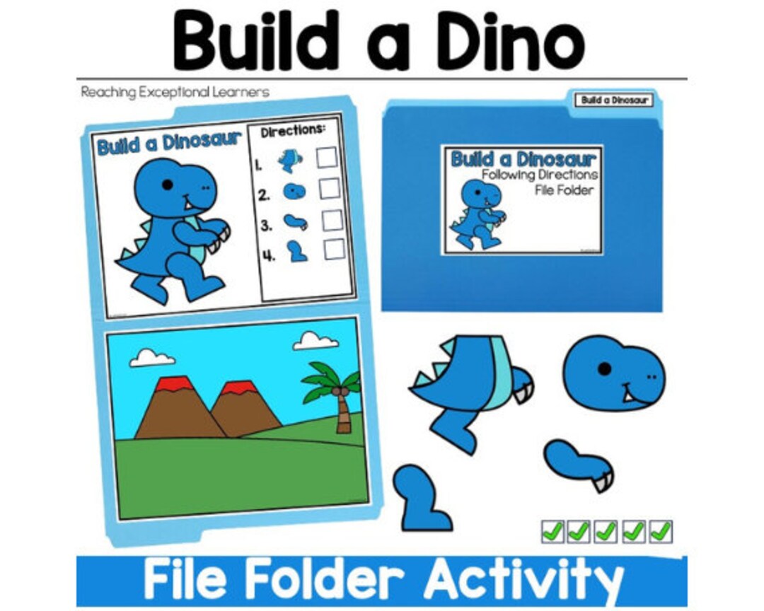 Following Directions File Folder: Build a Dino - Etsy