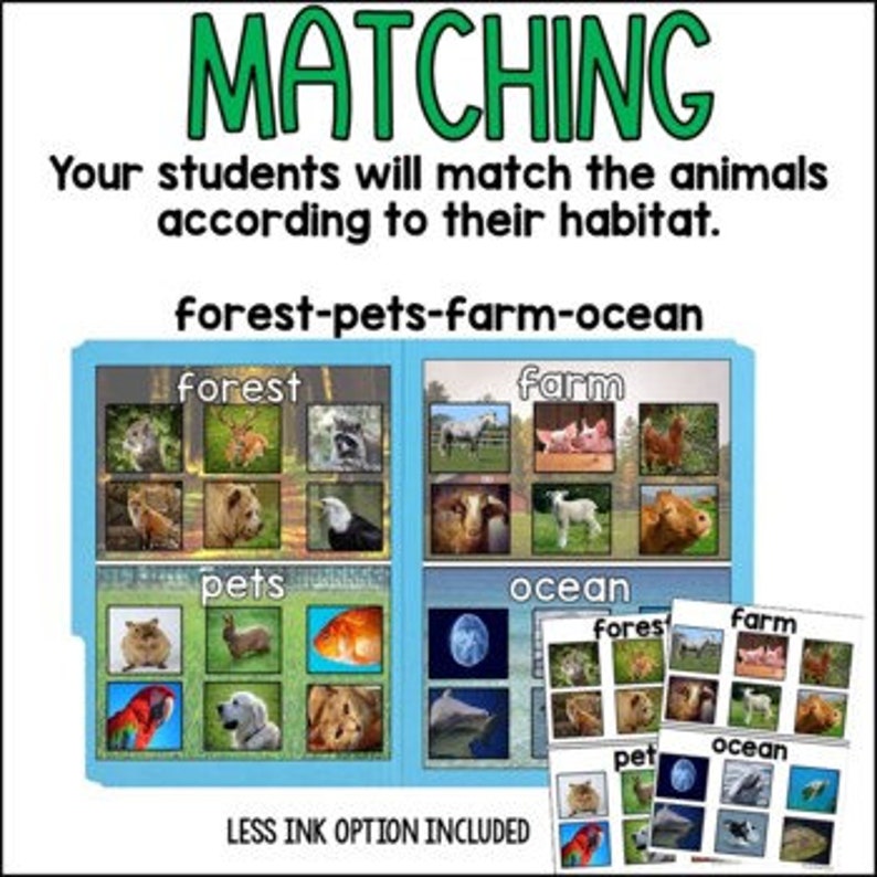 Animal Habitats File Folder Activity - Etsy