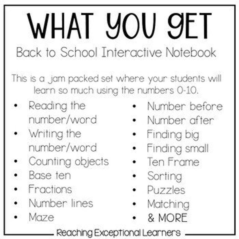 Back to School Interactive Notebook Numbers 1-10 - Etsy