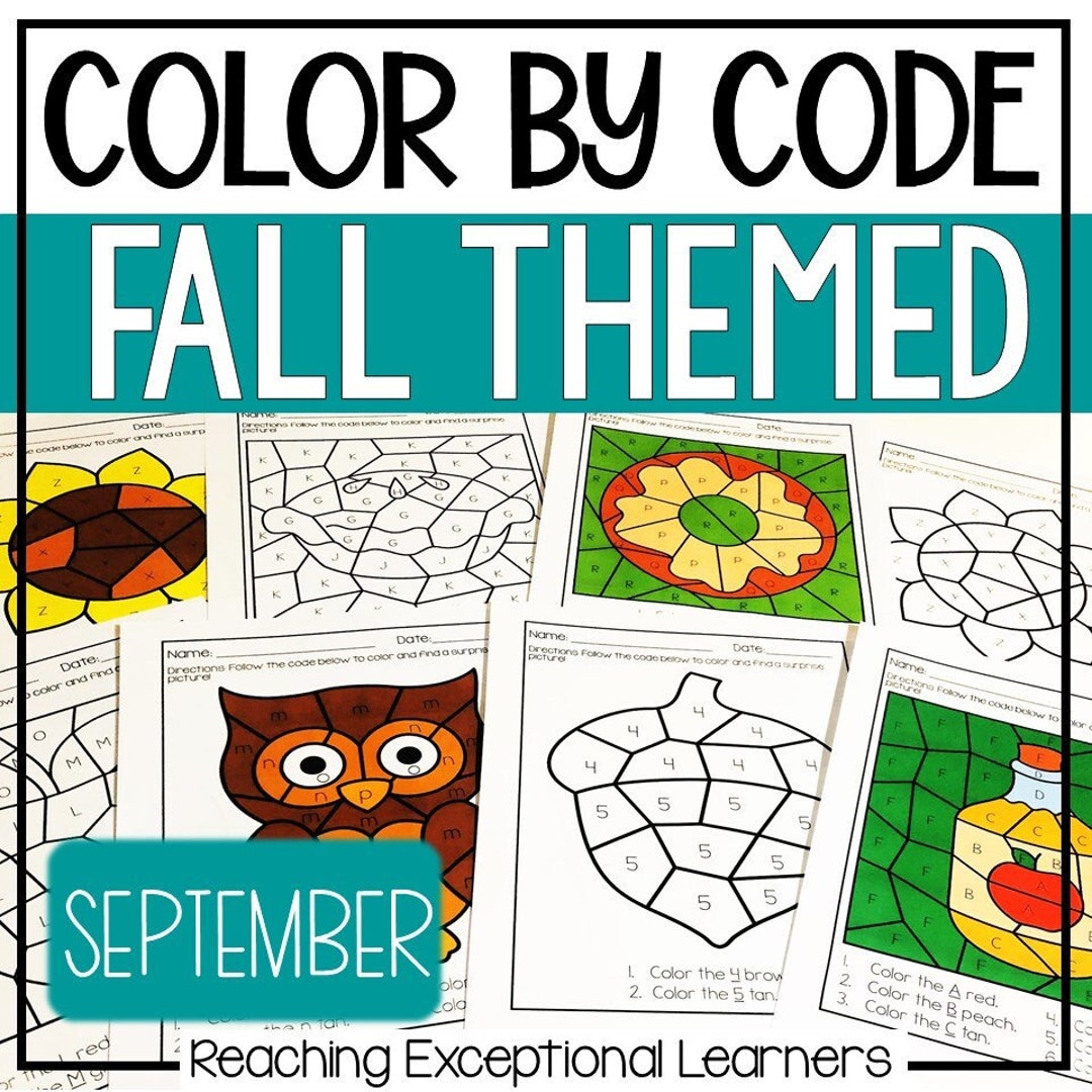September Color by Code Worksheets - Etsy