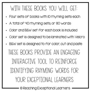 Rhyming Words Interactive Book for Special Education - Etsy
