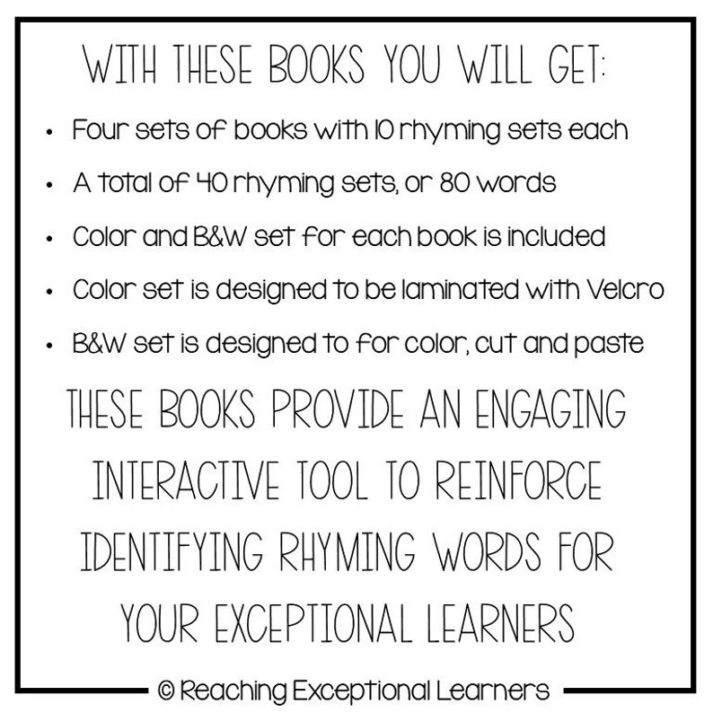 Rhyming Words Interactive Book for Special Education - Etsy