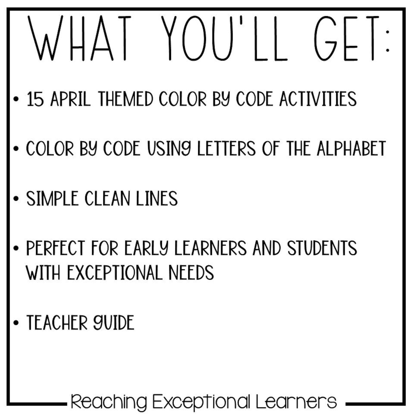 April Color by Code Worksheets - Etsy