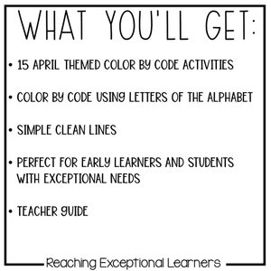 April Color by Code Worksheets - Etsy