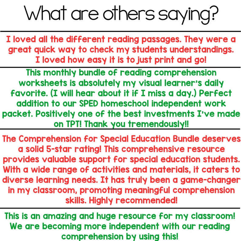 December Comprehension for Special Education - Etsy