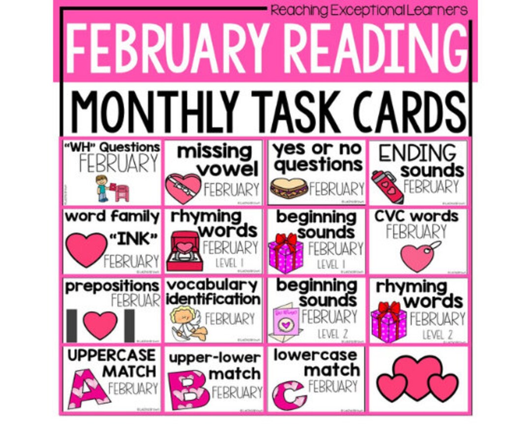 February Reading Task Boxes - Etsy
