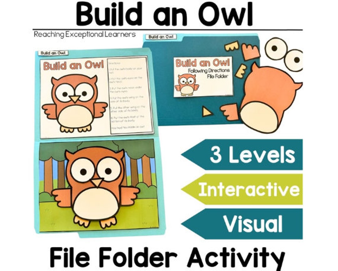 Following Directions File Folder: Build an Owl - Etsy