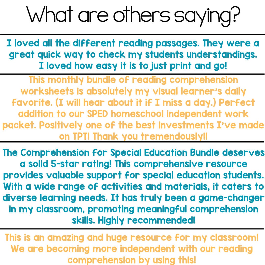 September Comprehension for Special Education - Etsy