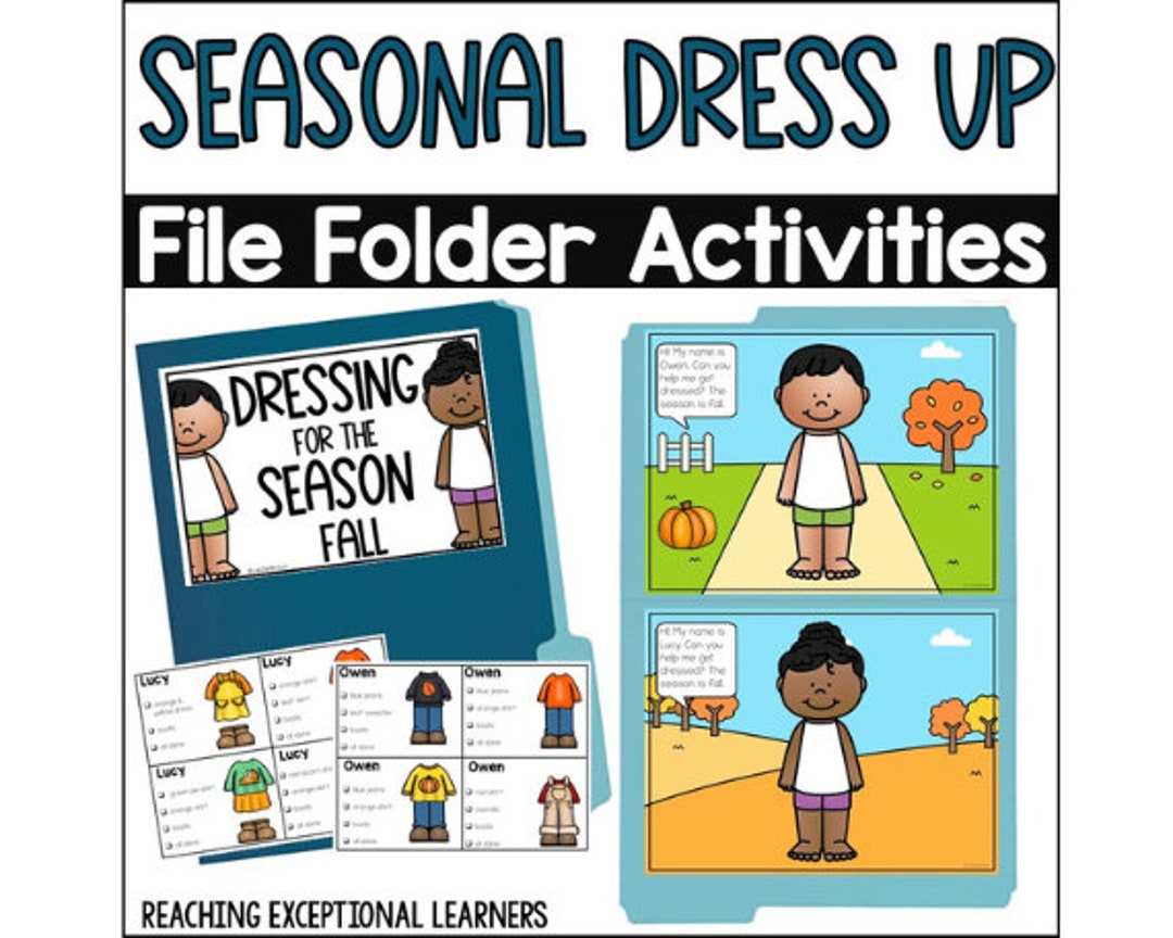 Dress up for the Seasons File Folder Activities - Etsy