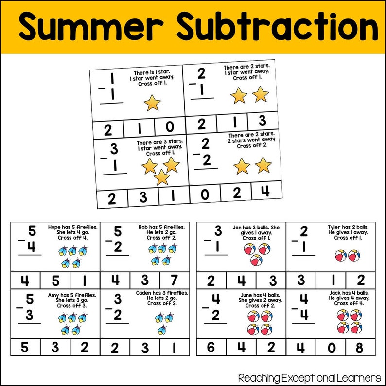Visual Subtraction Task Cards - Etsy