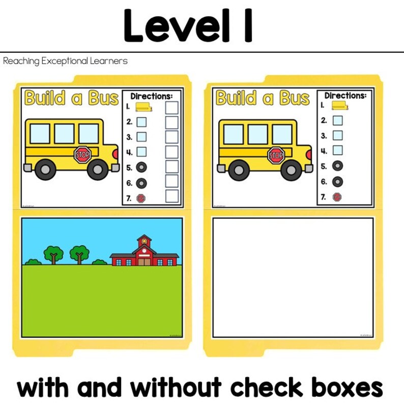 Following Directions File Folder: Build a Bus - Etsy