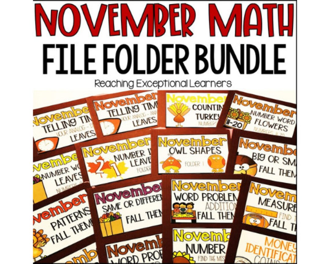 November Math File Folders - Etsy
