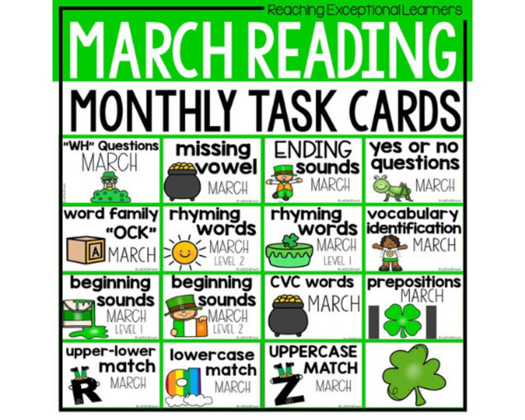 March Reading Task Boxes - Etsy