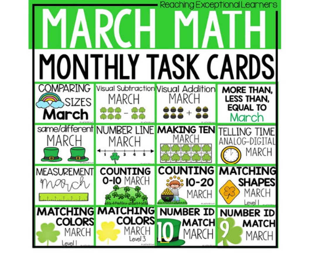 March Math Task Boxes - Etsy