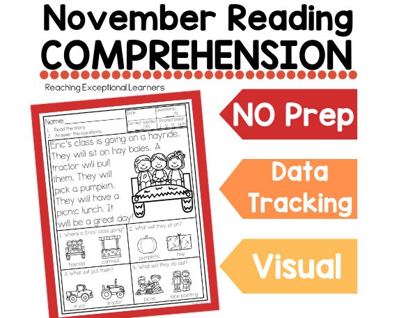 November Comprehension for Special Education - Etsy