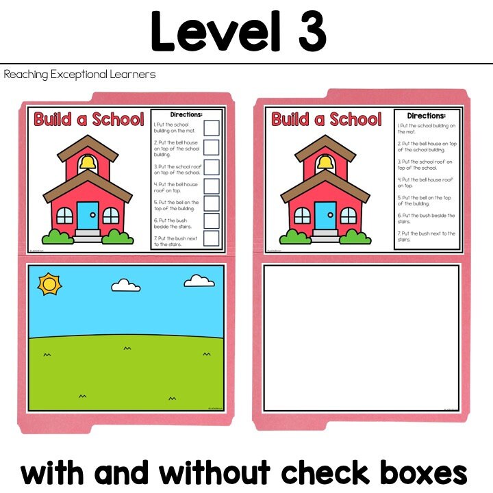 Following Directions File Folder: Build a School - Etsy
