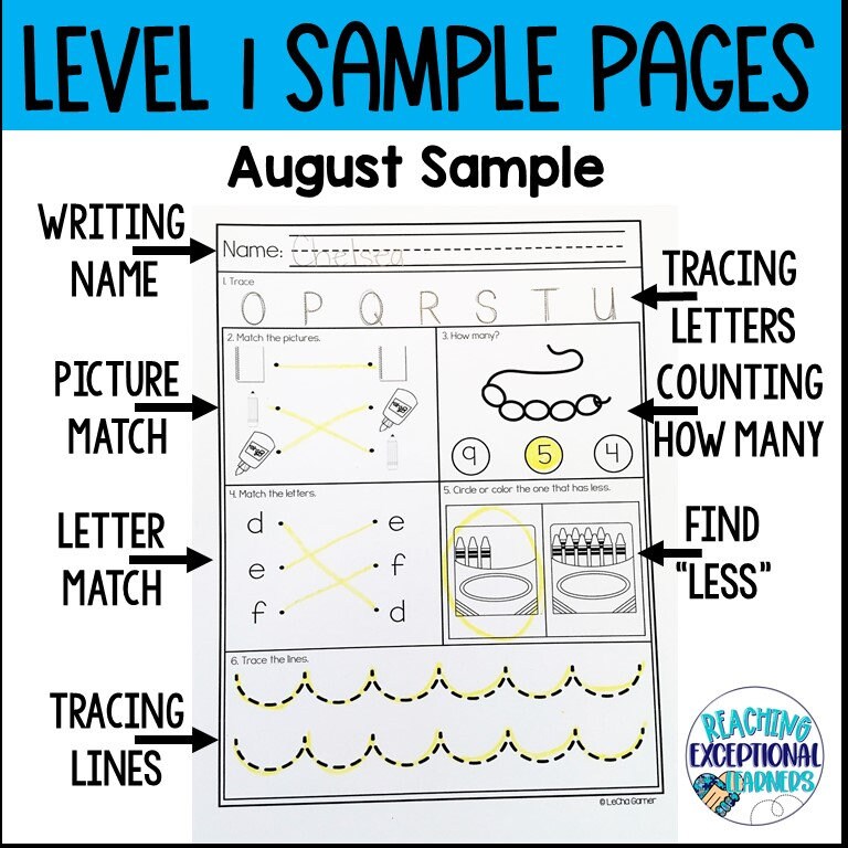 Morning Work Level 1 Special Education - Etsy