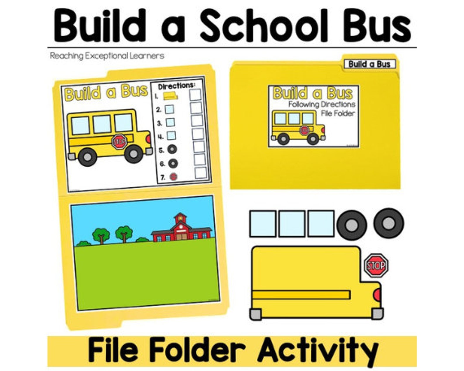 Following Directions File Folder: Build a Bus - Etsy