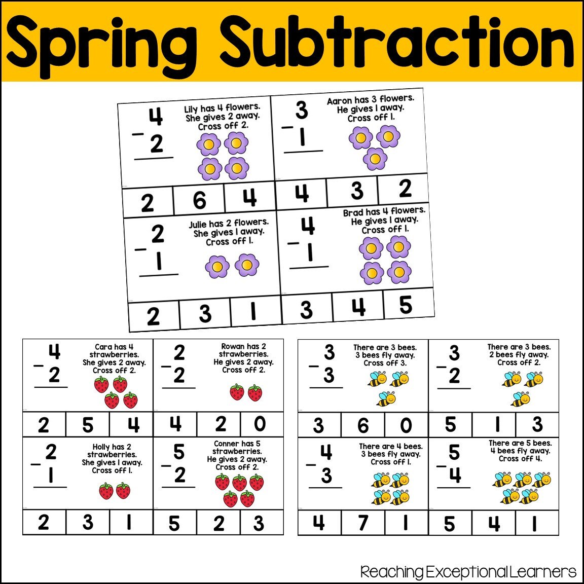 Visual Subtraction Task Cards - Etsy