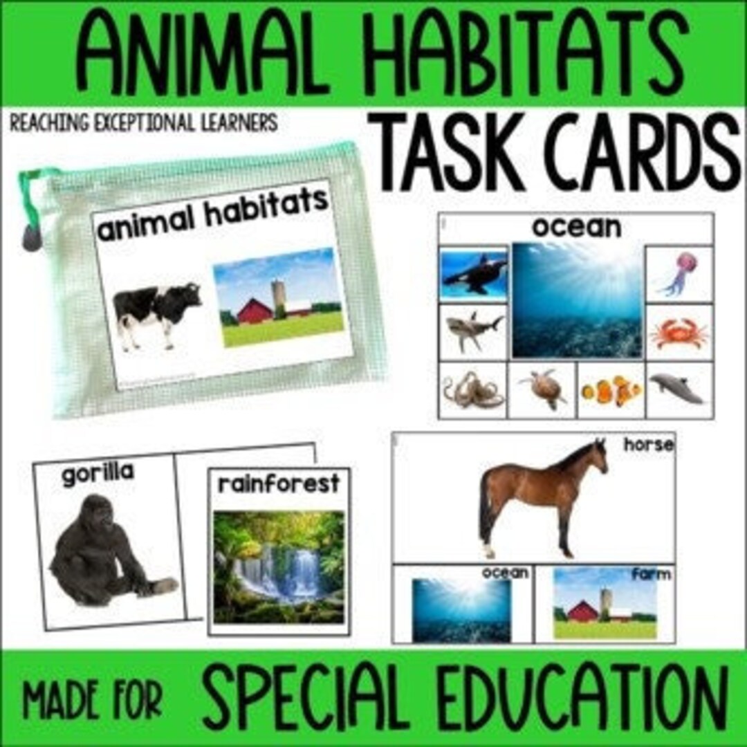 Animal Habitats Task Card Set Special Education - Etsy