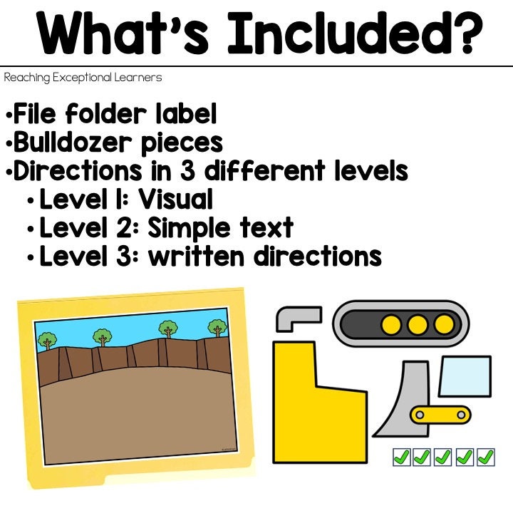 Following Directions File Folder: Build a Bulldozer - Etsy