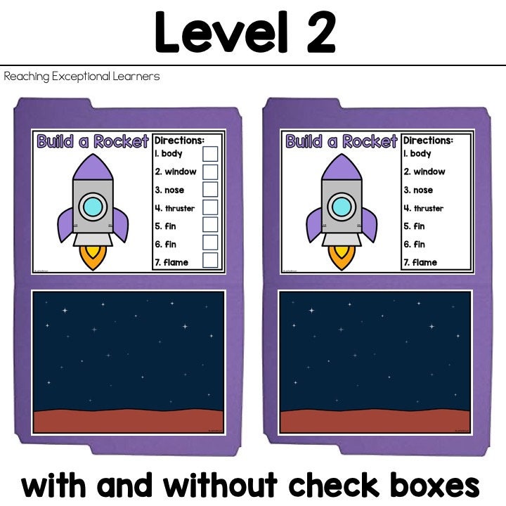 Following Directions File Folder: Build a Rocket - Etsy