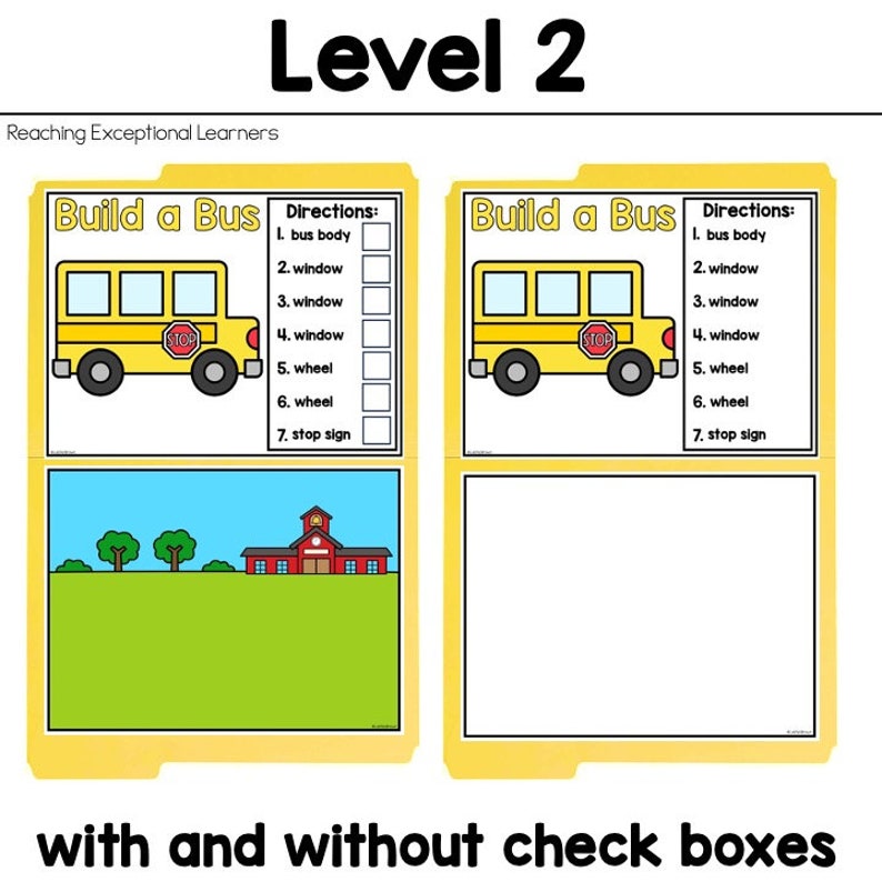 Following Directions File Folder: Build a Bus - Etsy