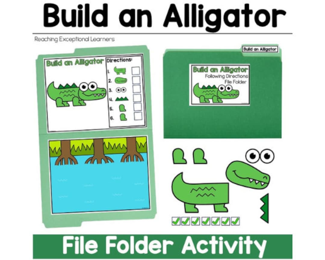 Following Directions File Folder: Build an Alligator - Etsy