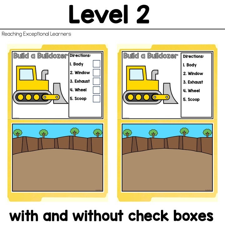 Following Directions File Folder: Build a Bulldozer - Etsy