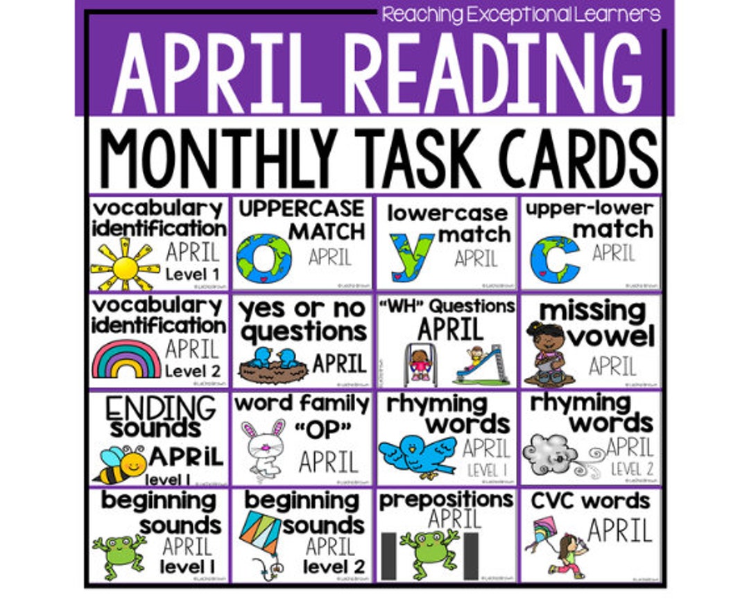 April Reading Task Boxes - Etsy