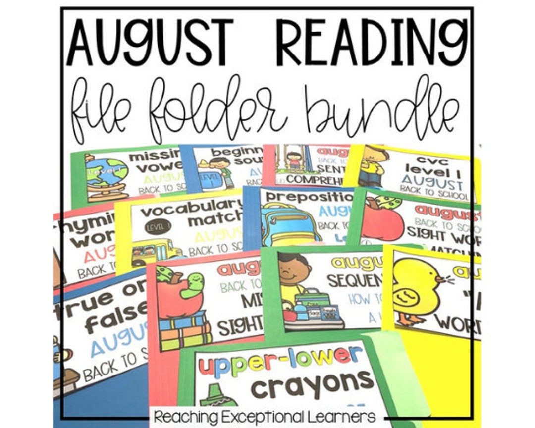 August Reading File Folder Bundle - Etsy