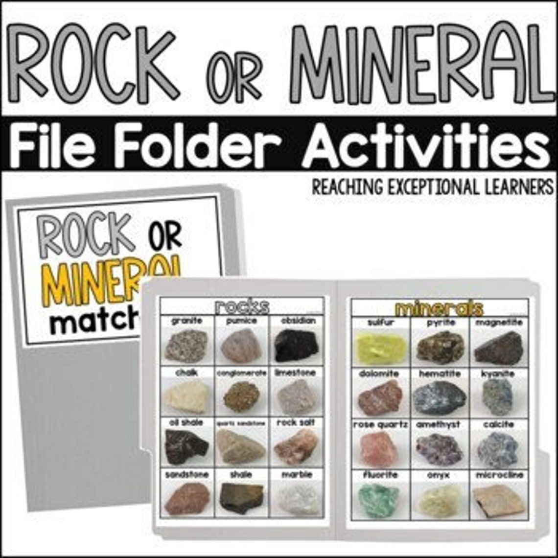 Rock or Mineral File Folder Activities - Etsy