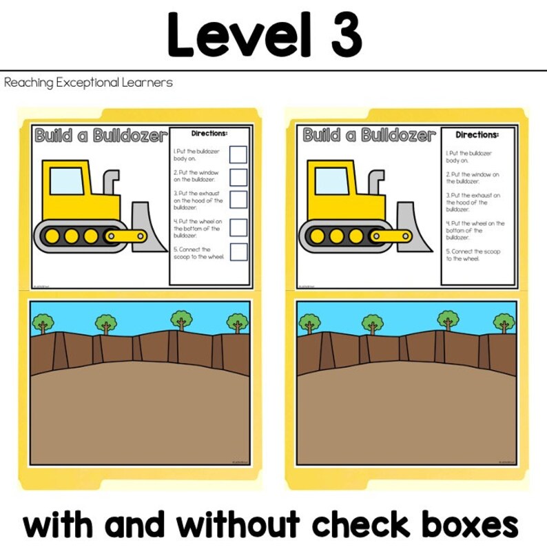 Following Directions File Folder: Build a Bulldozer - Etsy