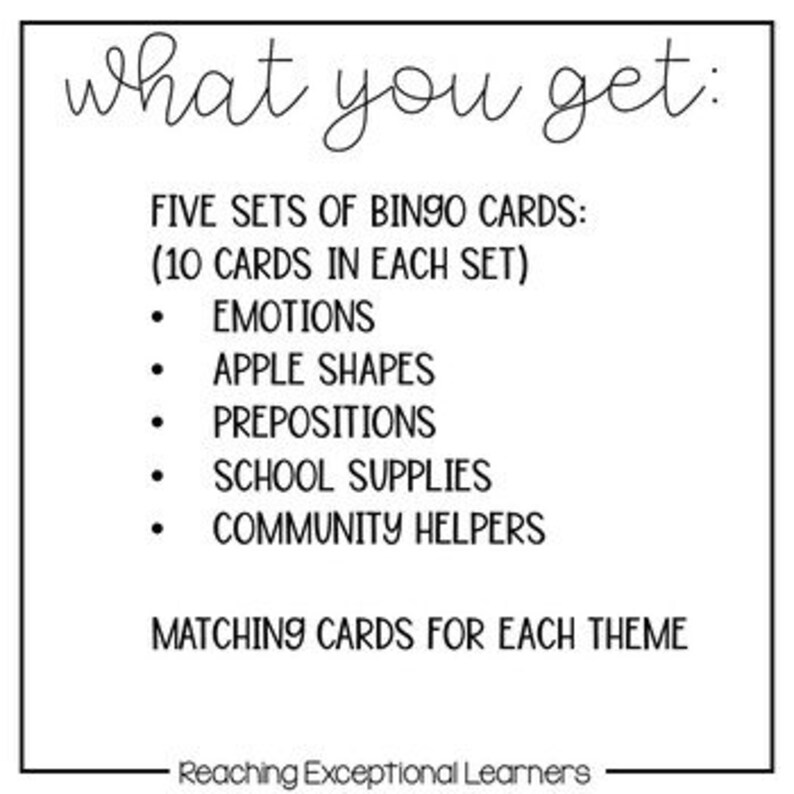 BINGO for Special Education Set 1 - Etsy