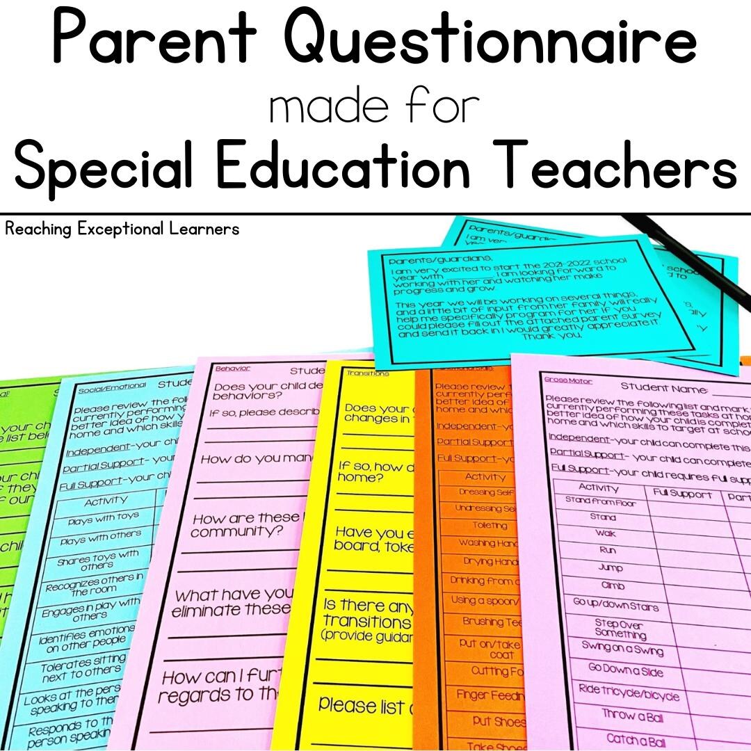 Parent Questionnaire for Special Education Teachers - Etsy