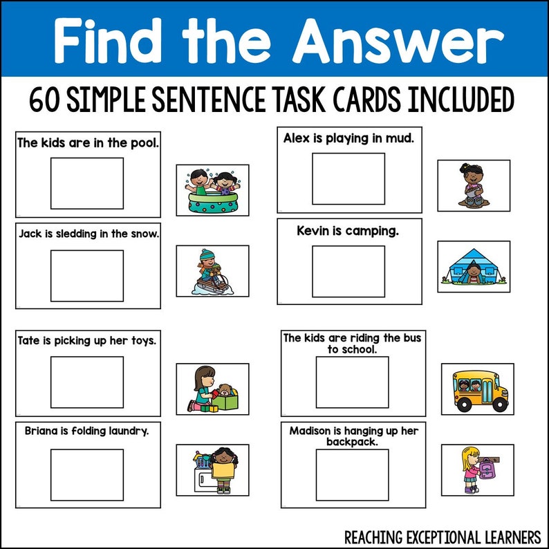 Sentence Comprehension Task Cards - Etsy