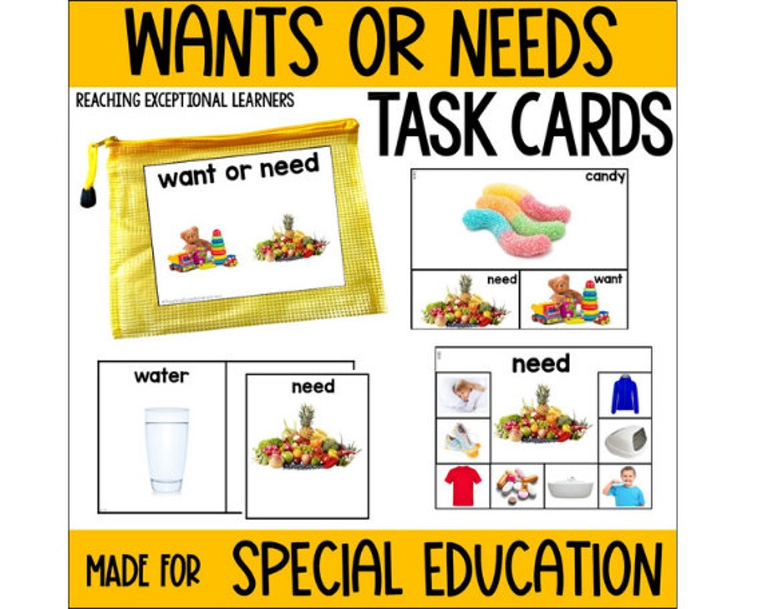 Wants or Needs Task Cards Special Education - Etsy