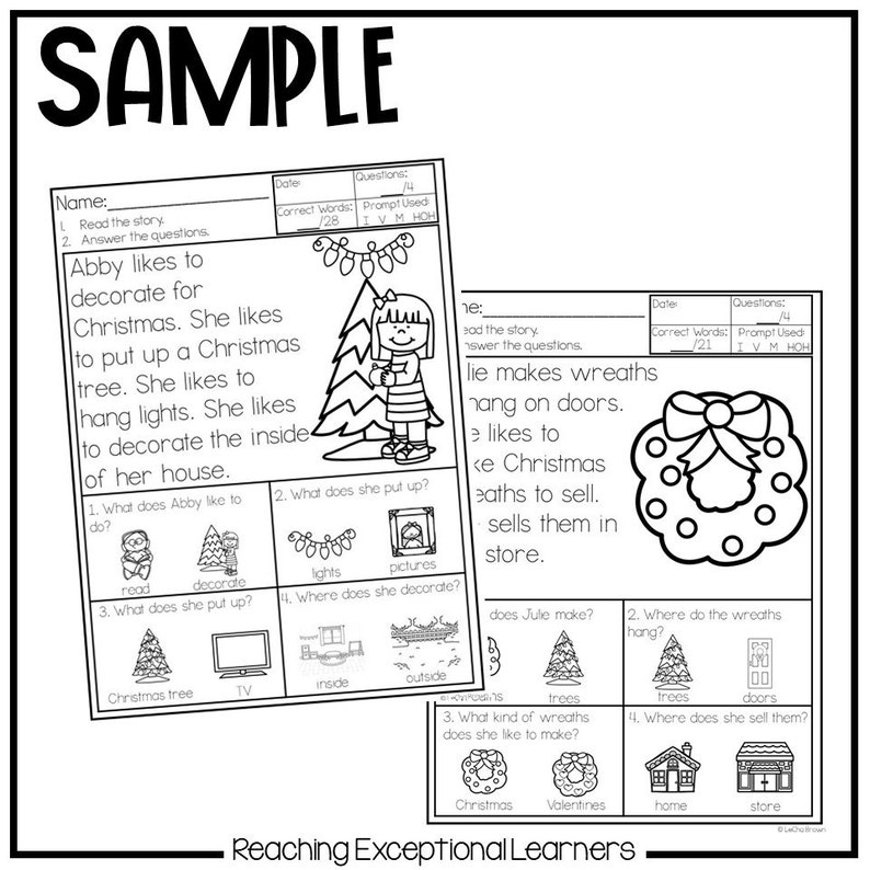 December Comprehension for Special Education - Etsy