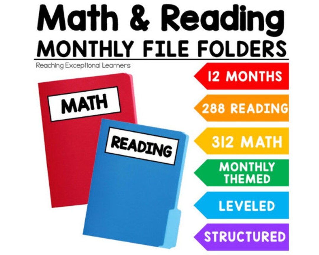 Monthly Math and Reading File Folder Bundle - Etsy