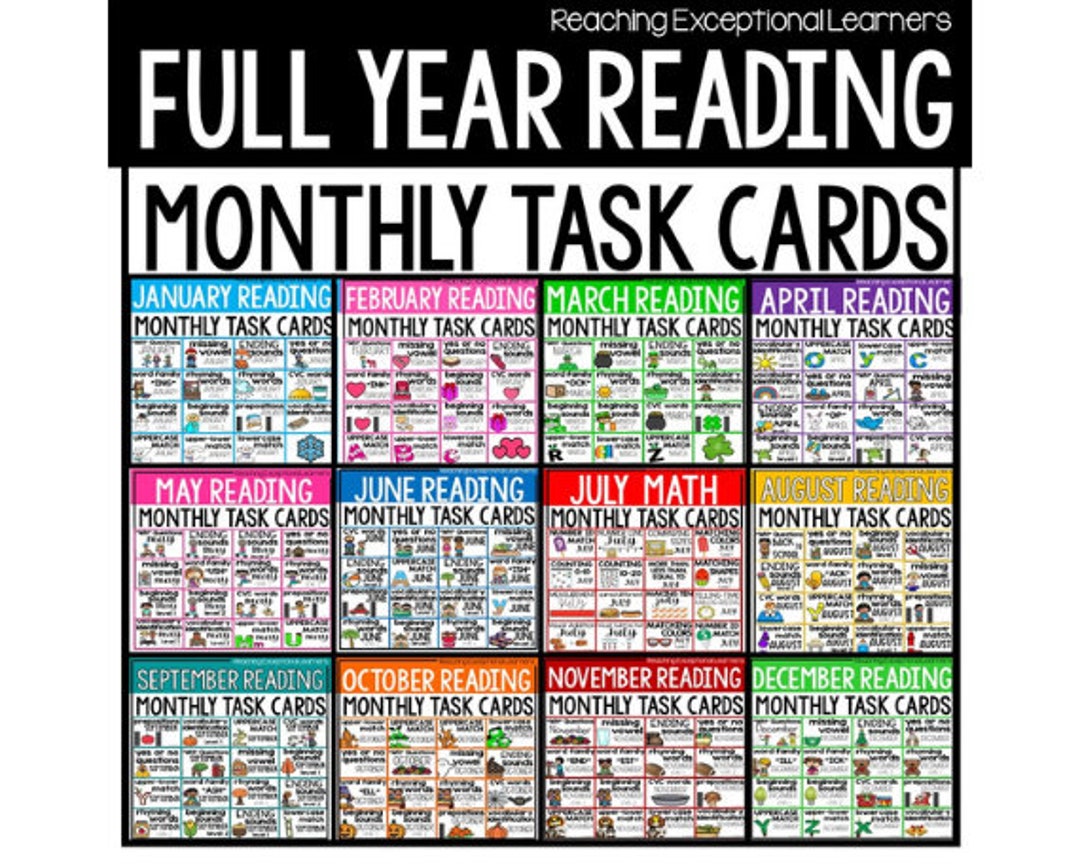 Full Year Reading Task Box Bundle - Etsy