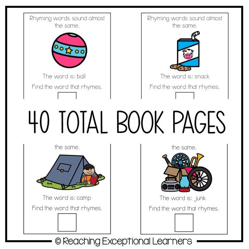 Rhyming Words Interactive Book for Special Education - Etsy